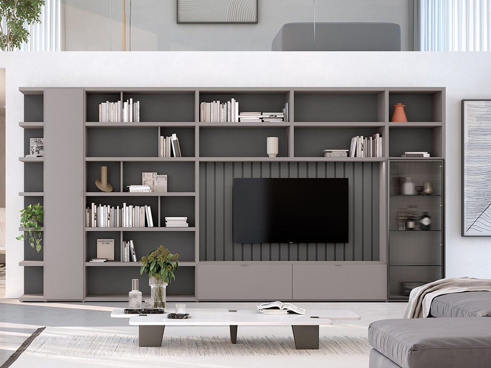 Librería para tv con vitrina ADD 08 - ilumueble